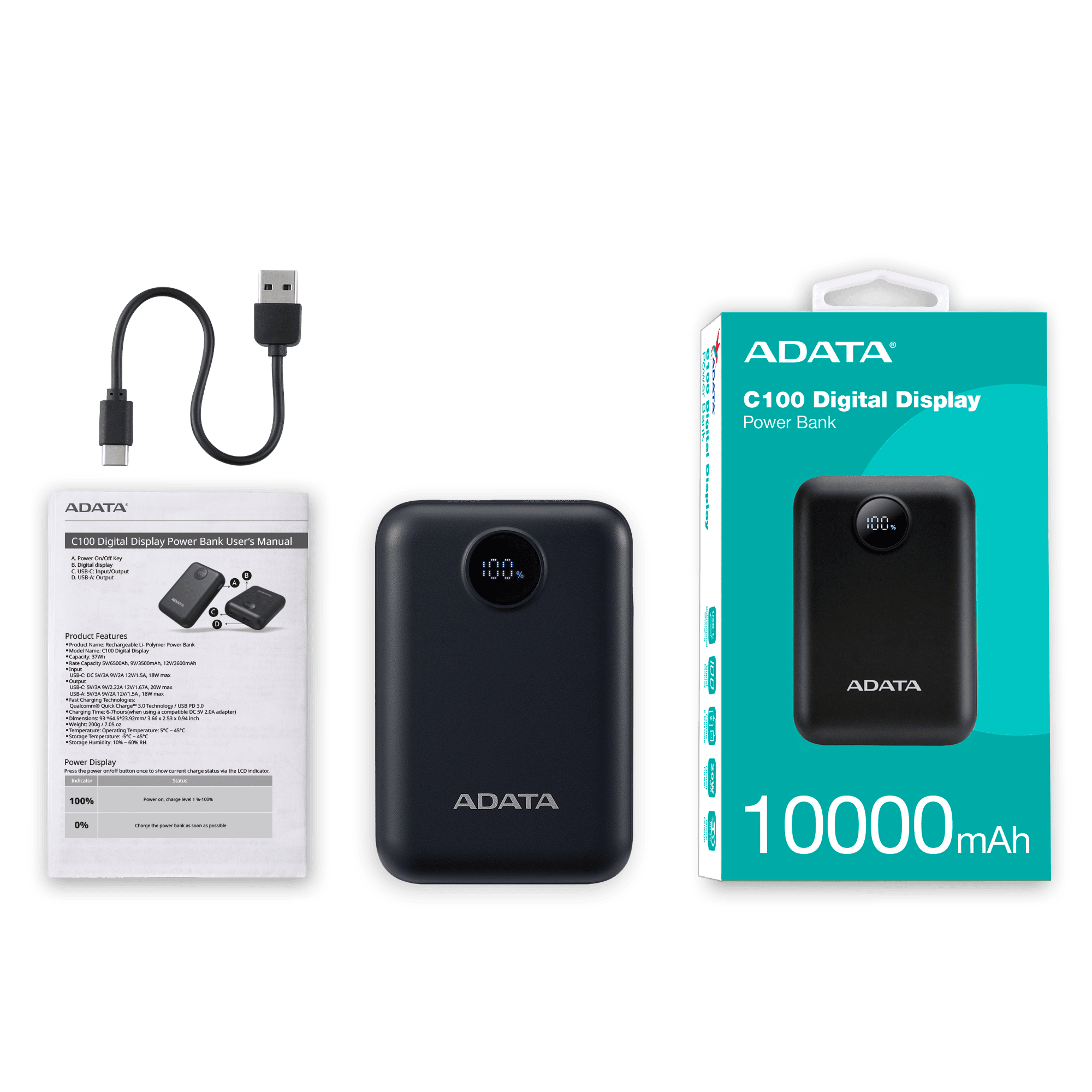 C100 Digital Display Power Bank | ADATA (Taiwan)