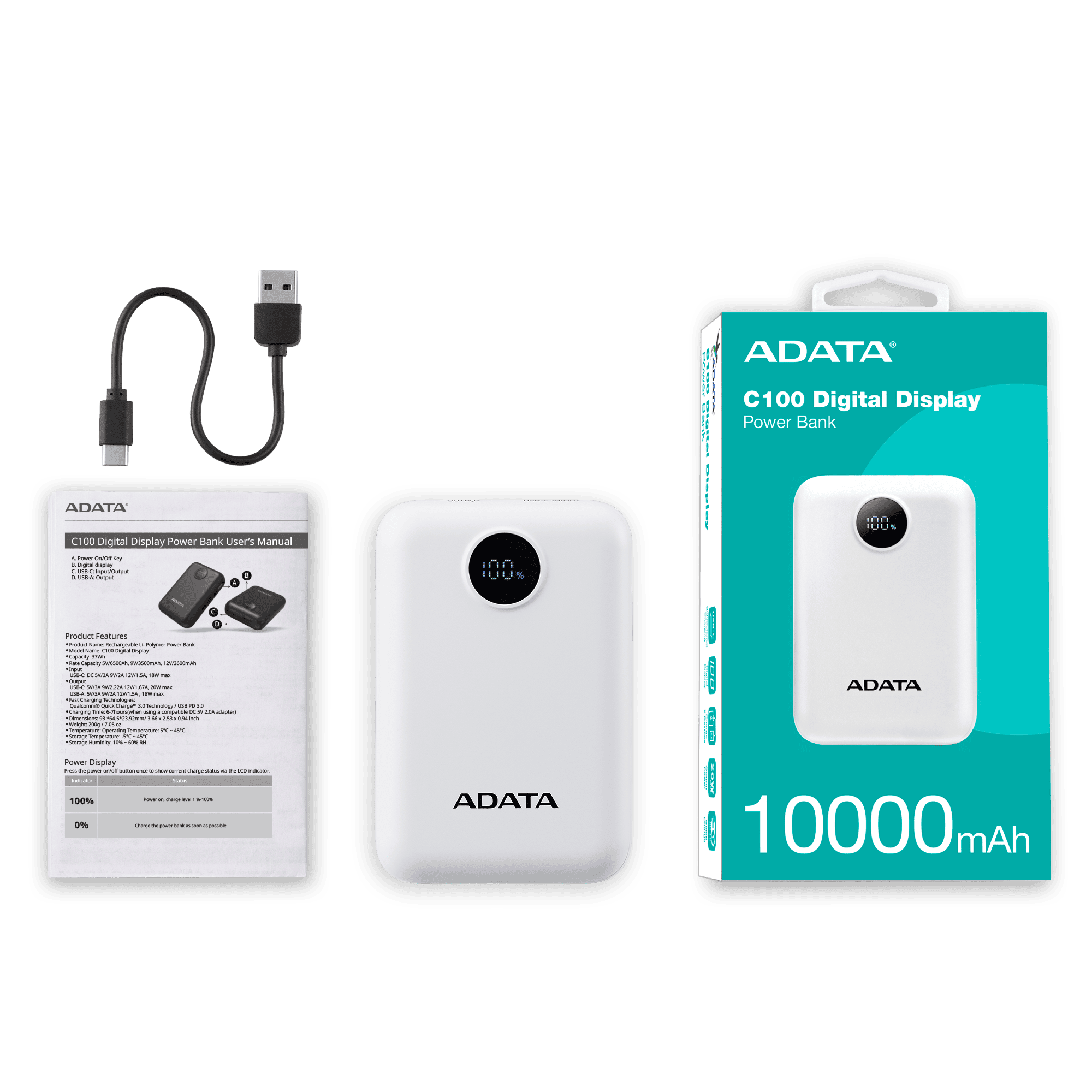 C100 Digital Display Power Bank | ADATA (Taiwan)